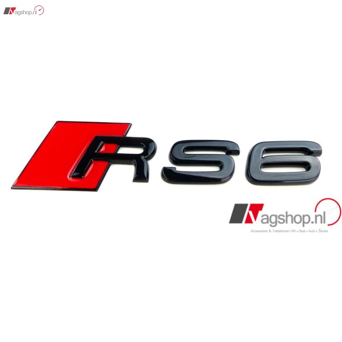 Audi RS6 Embleem Zwart-Rood Achter | VAGSHOP.NL